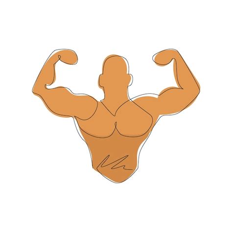 Premium Vector Single Continuous Line Drawing Bodybuilder Icon