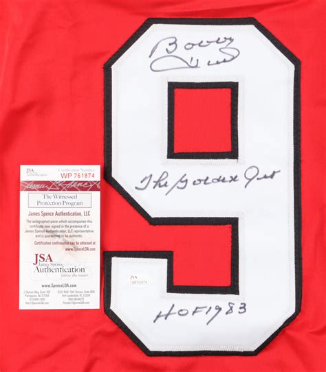Bobby Hull Signed Jersey Inscribed The Golden Jet And Hof 1983 Jsa