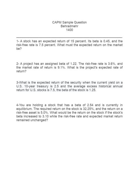 Capm Sample Pdf