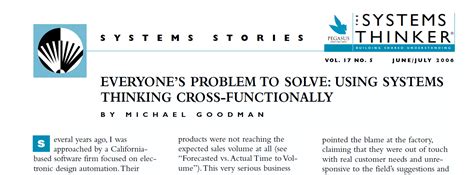 The Systems Thinker Everyones Problem To Solve Systems Thinking Cross Functionally The
