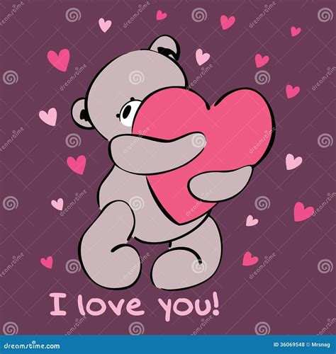 Cute Teddy Bear Hugging A Heart Stock Vector Illustration Of Sketch