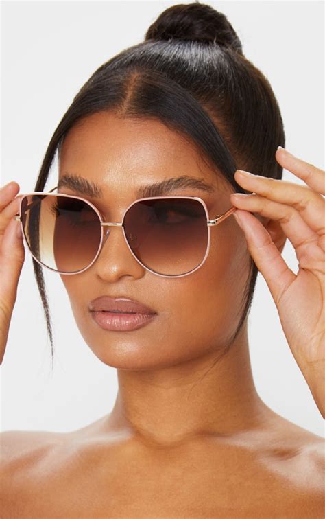 Pink Oversized Cat Eye Sunglasses Prettylittlething Ksa