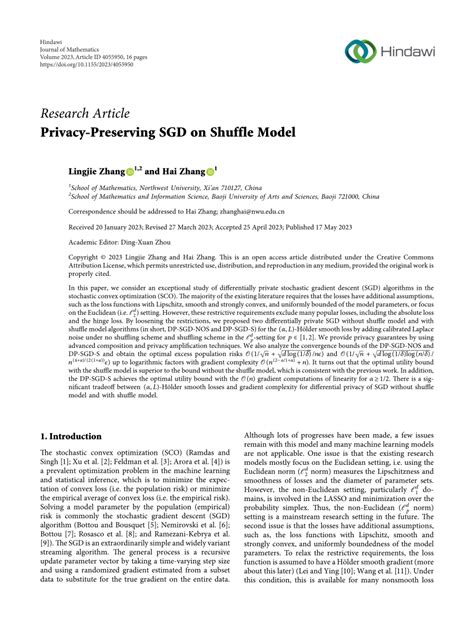 Pdf Privacy Preserving Sgd On Shuffle Model
