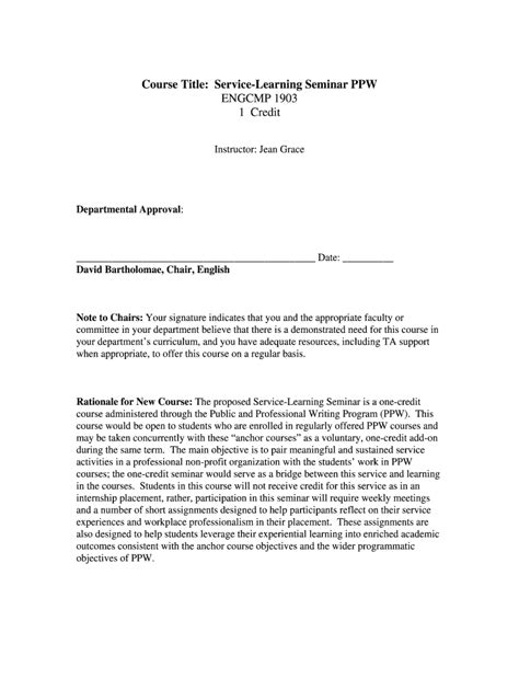 Fillable Online EngCmp Service Learning 1903 Proposal Sample