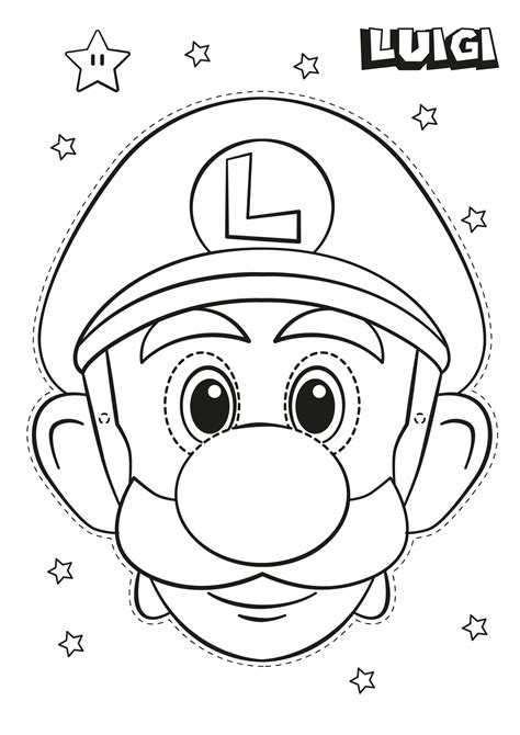 4 Mascaras De Mario Luigi Yosi Y Peach Colorear Y Recortar