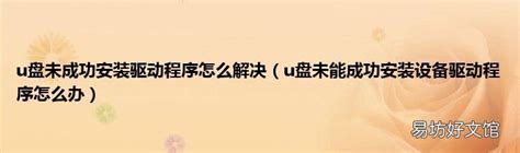 U盘未能成功安装设备驱动程序怎么办 U盘未成功安装驱动程序怎么解决 易坊