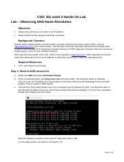 Observing DNS Name Resolution Docx CISC 351 Week 4 Hands On Lab Lab Observing DNS Name