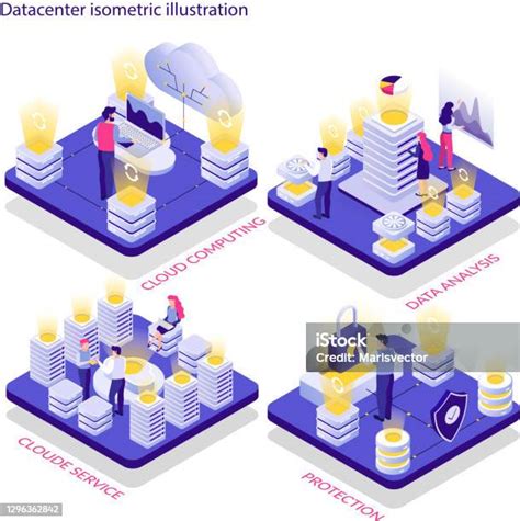 Konsep Isometrik Pusat Data Ilustrasi Stok Unduh Gambar Sekarang