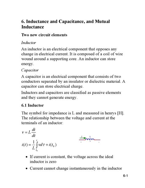 Inductance And Capacitance And Mutual Inductance Lecture Slides