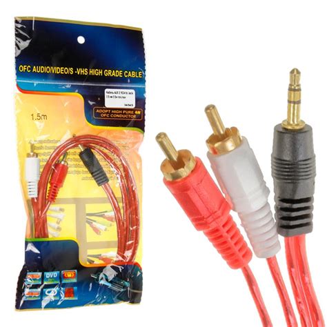 Кабель AUX 2RCA - jack 3.5 мм 2pin 1.5m красный – фото, отзывы ...