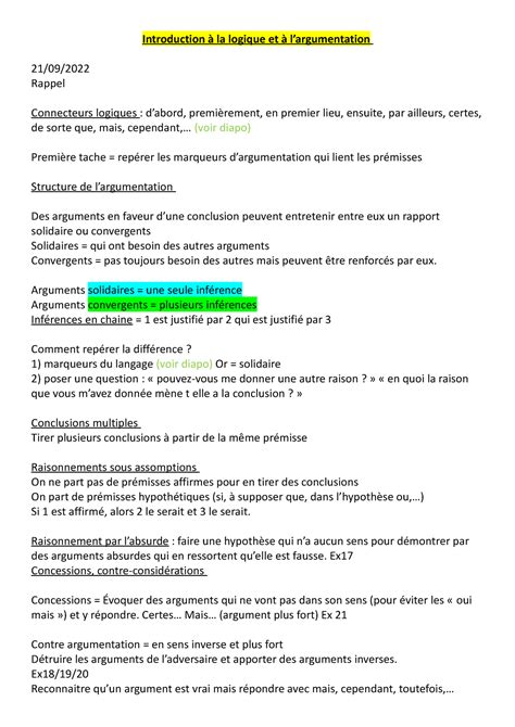Introduction à La Logique Et à Largumentation Introduction à La