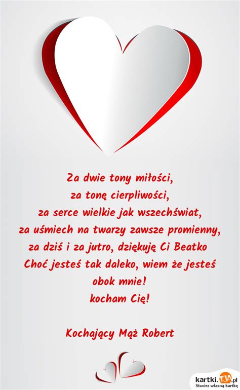 Za dziś i za jutro dziękuję Ci Beatko Darmowe kartki