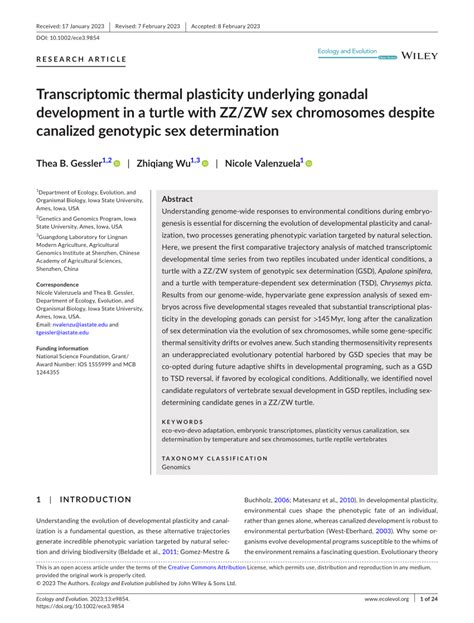 Pdf Transcriptomic Thermal Plasticity Underlying Gonadal Development
