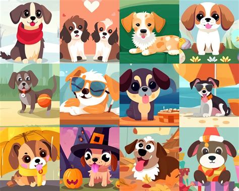2024 Illustrated Cute Dogs Calendar Printable Calendar Daily Planner