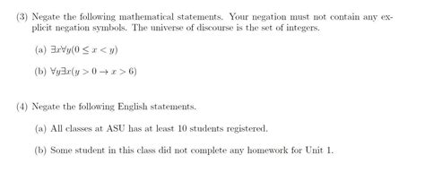 Solved 3 Negate The Following Mathematical Statements