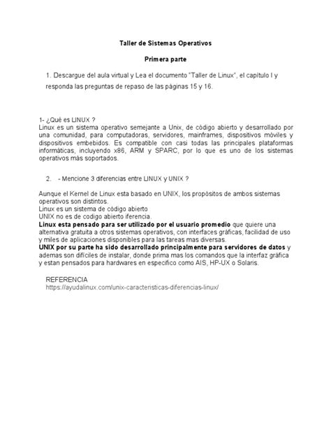 Taller De Sistemas Operativos Kali Linux 1 Parte Pdf Distribución