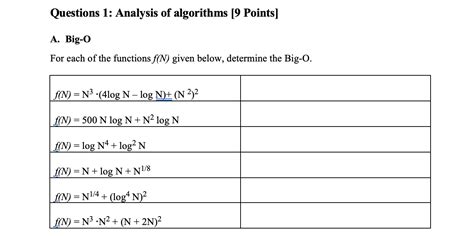 Solved Questions Analysis Of Algorithms Points A Chegg