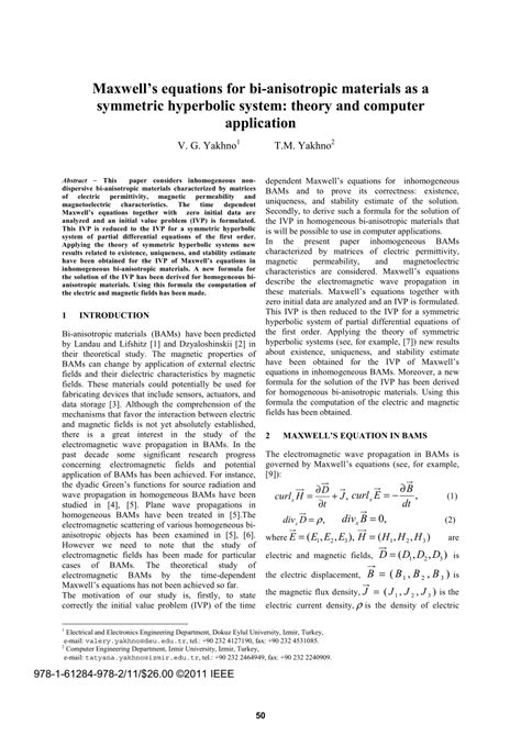 Pdf Maxwells Equations For Bi Anisotropic Materials As A Symmetric