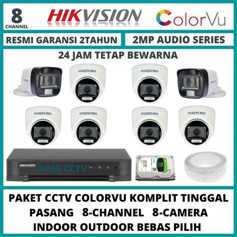 Jual PAKET CCTV HIKVISION 2MP COLORVU 8 CHANNEL 8 CAMERA TURBO HD