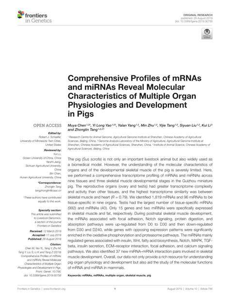 Pdf Comprehensive Profiles Of Mrnas And Mirnas Reveal Molecular