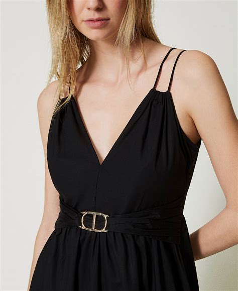 Длинное платье из поплина на тесемках 241tt2021 Twinset — купить в интернет магазине бренда