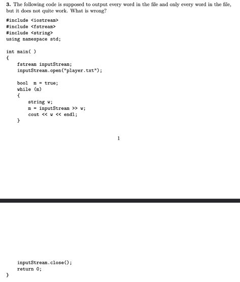 Solved 3 The Following Code Is Supposed To Output Every Chegg