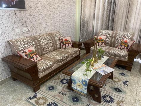Teek Wood Sofa 3 2 With Center Table Jaipur Buy Sell Used Products