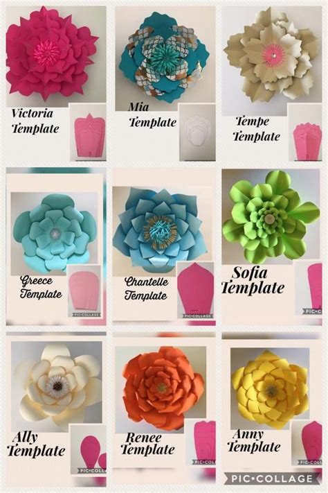 Template Hardcopy Etsy Paper Flowers Craft Paper Flower Bouquet Paper Flower Backdrop