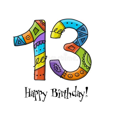 Décimotercero Celebración Del Aniversario Modelo De La Tarjeta De