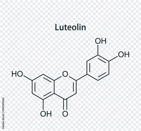 Chemical Structure Of Luteolin Vector Illustration Isolated On