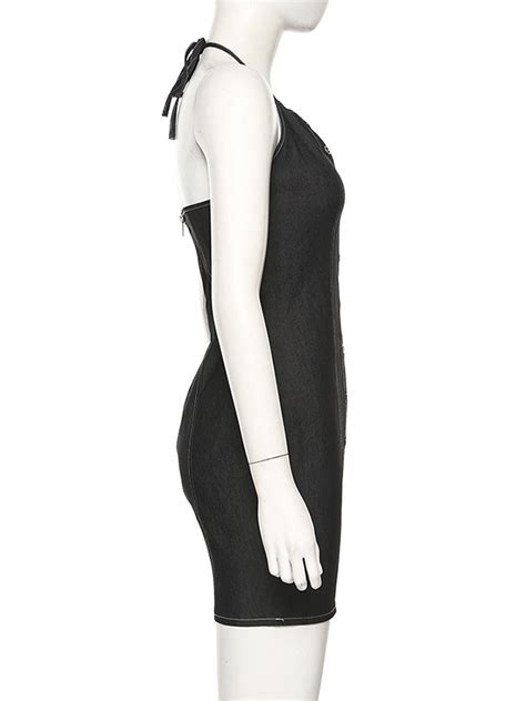 Wholesale Sexy Brilliant Backless Short Black Halter Homecoming Dresses