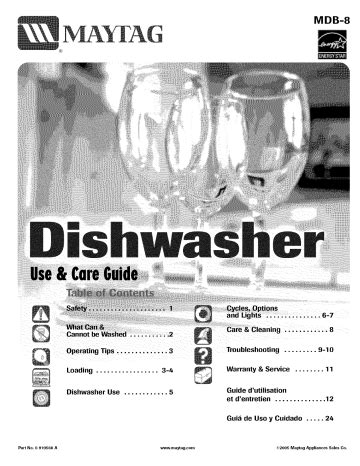 Maytag MDBH955AWS Dishwasher Owner S Manual Manualzz