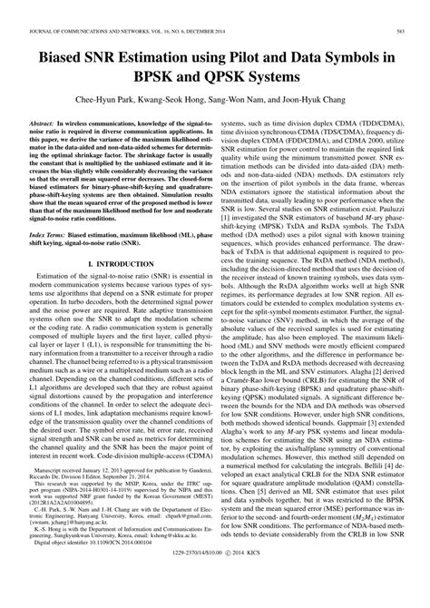 Pdf Biased Snr Estimation Using Pilot And Data Symbols In Bpsk And