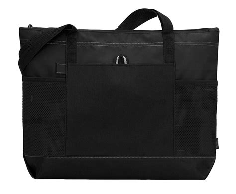 Gemline Mesh Water Bottle Pocket Select Zippered Main Compartment Tote