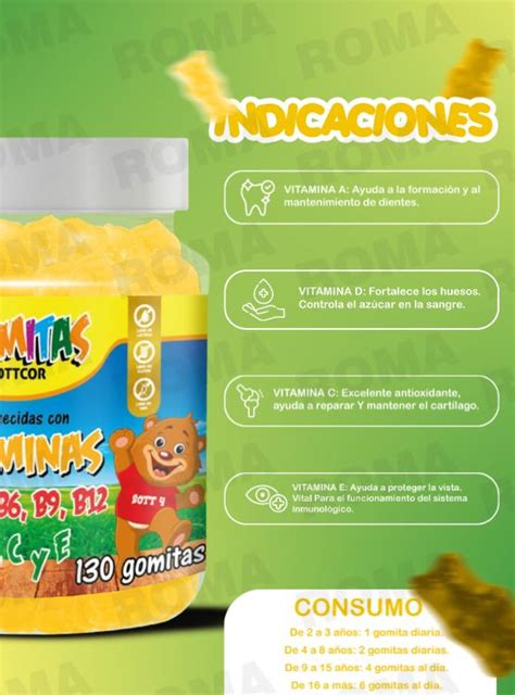 Pack 2 Gomitas Vitaminas Para NiÑos Gomitas Aguaje Bbl 260 Und