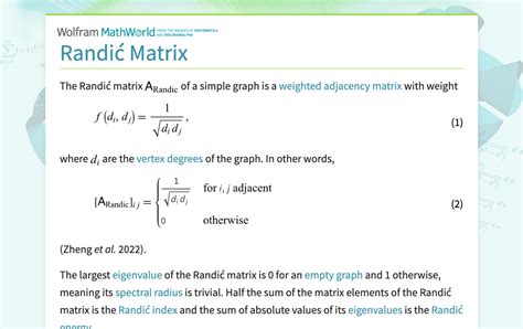 Randić Matrix From Wolfram Mathworld