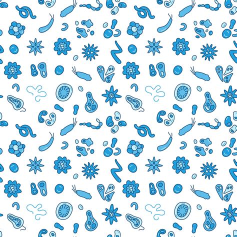 Seamless Pattern With Virus Vicrobe And Bacterium Concept Vector