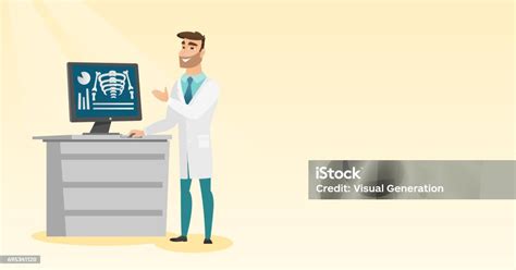 의사는 방사선 사진 벡터 일러스트 레이 션을 검토 Radiographer에 대한 스톡 벡터 아트 및 기타 이미지 Radiographer 건강 진단 건강관리와 의술