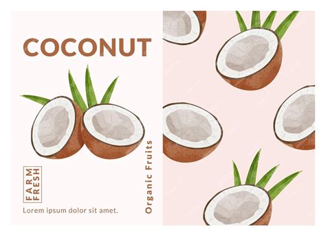 Premium Vector Coconut Packaging Label Design Templates Watercolour