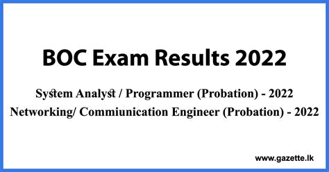 Boc Exam Results 2022 Bank Of Ceylon Exam Results Released Gazette Lk