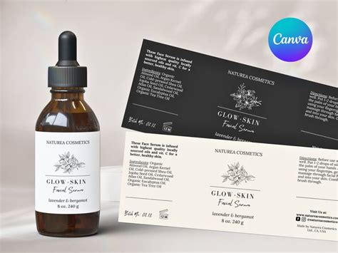 Dropper Bottle Label Template Canva Tincture Label Floral Essential
