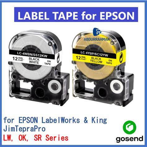 Jual Label Tape Cartridge Labelwork Epson Labelworks Lw 9mm 12mm Lw400 Lk4wbn White Putih Kuning