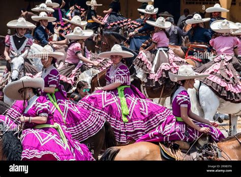 Women Competitors At A Traditional Charreria In Mexico City Mexico Stock Photo Alamy