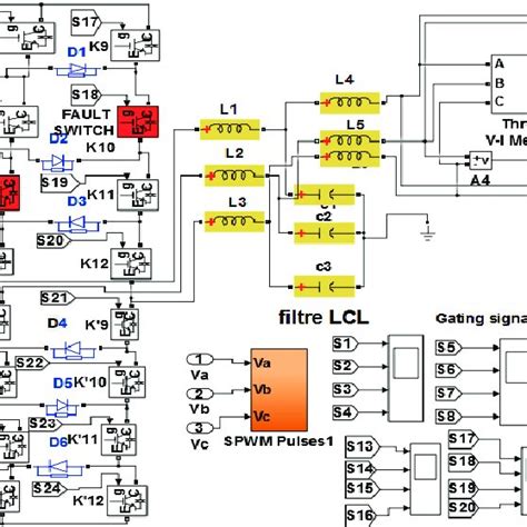 npc five levels inverter structure with k1 k7 and k10 switch fault