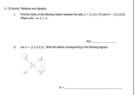 Solved 10 Points Relations And Digraphs I Find The Chegg
