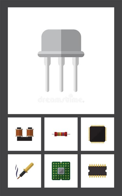 Flat Icon Technology Set Of Coil Copper Cpu Microprocessor And Other Vector Objects Also
