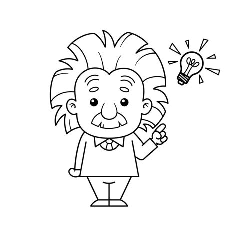 Download Black And White Albert Einstein Cartoon Character Has Idea