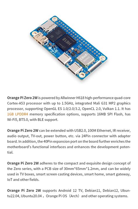 Orange Pi Zero 2 W 4gb 2gb 1 5gb 1gb Ram Ddr4 Allwinner H618 Wifi5 Bt5 0 Mini Single Board