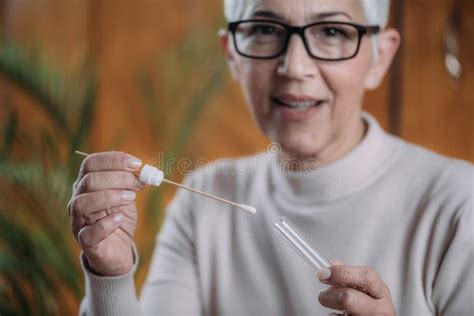 Dna Genetic Testing Using Saliva Sample Stock Image Image Of Woman Senior 210293965