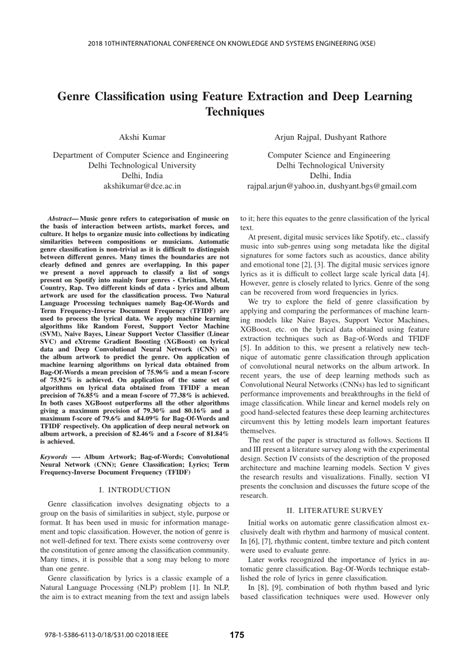 Pdf Genre Classification Using Feature Extraction And Deep Learning